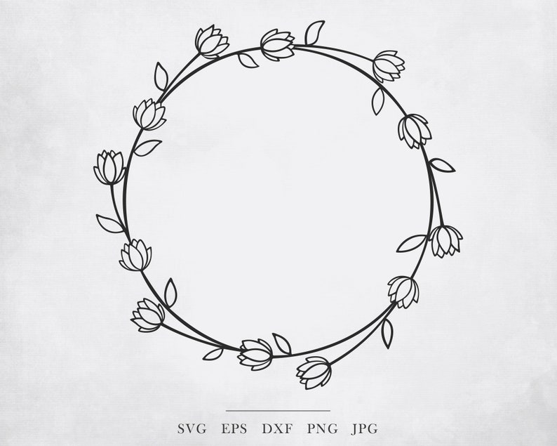 Tulip Wreath SVG Tulip Svg Monogram Frame Circle (Instant Download) - Etsy