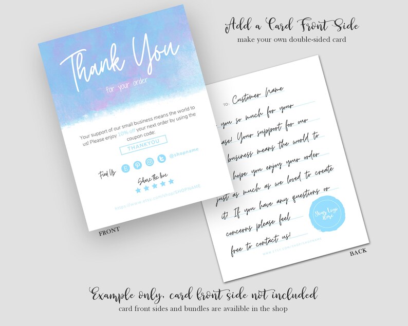 Thank You Card Backside Template Canva Simple Business Card Template ...