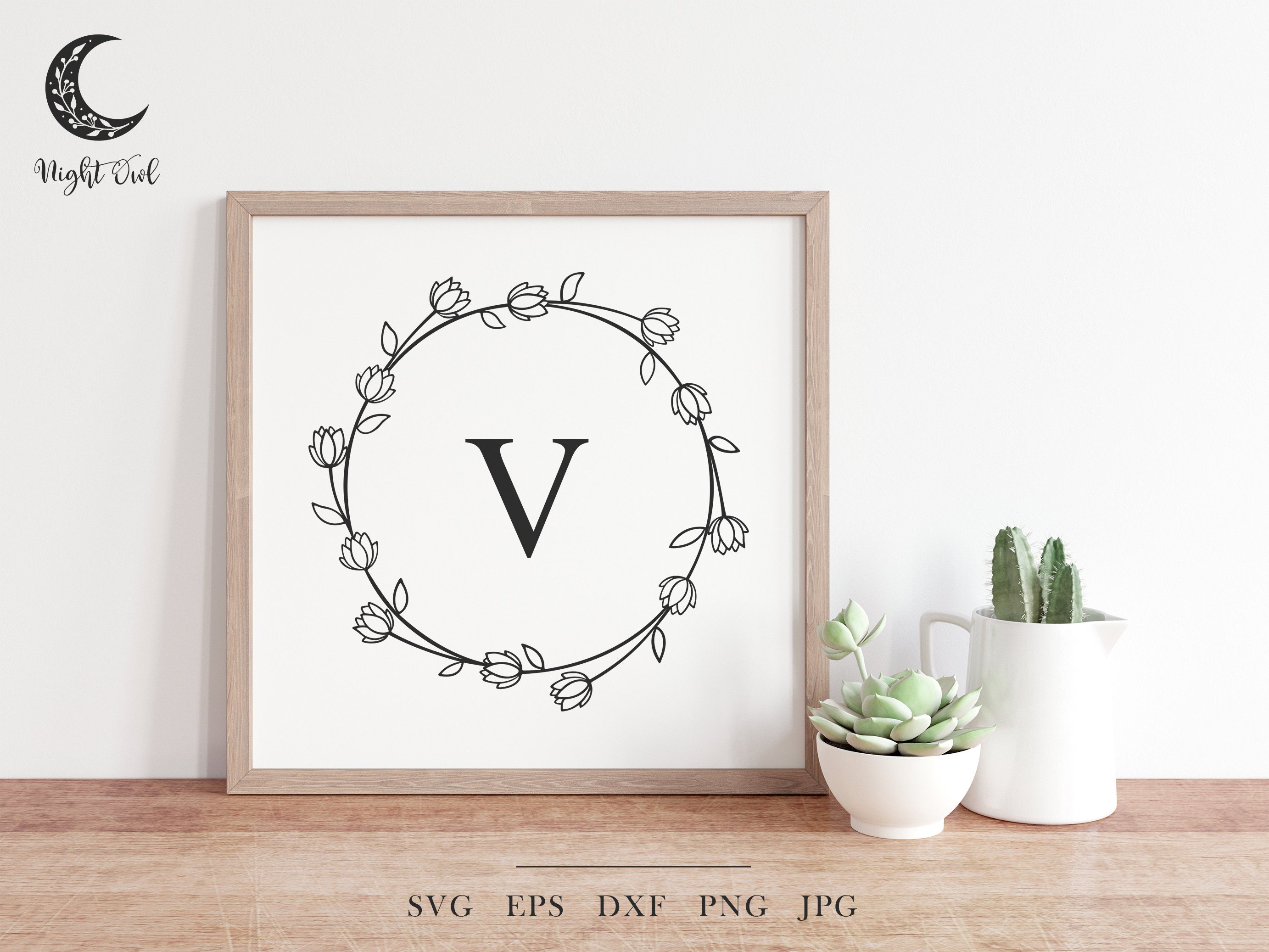 Tulip Wreath SVG Tulip Svg Monogram Frame Circle (Instant Download) - Etsy