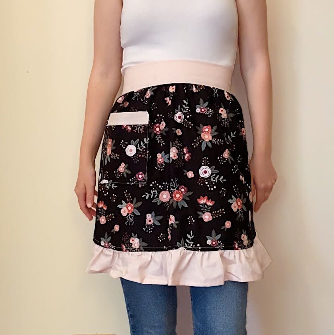 Women’s Half Apron, Ruffle Apron, Women’s Apron, Baking Apron, Waist ...