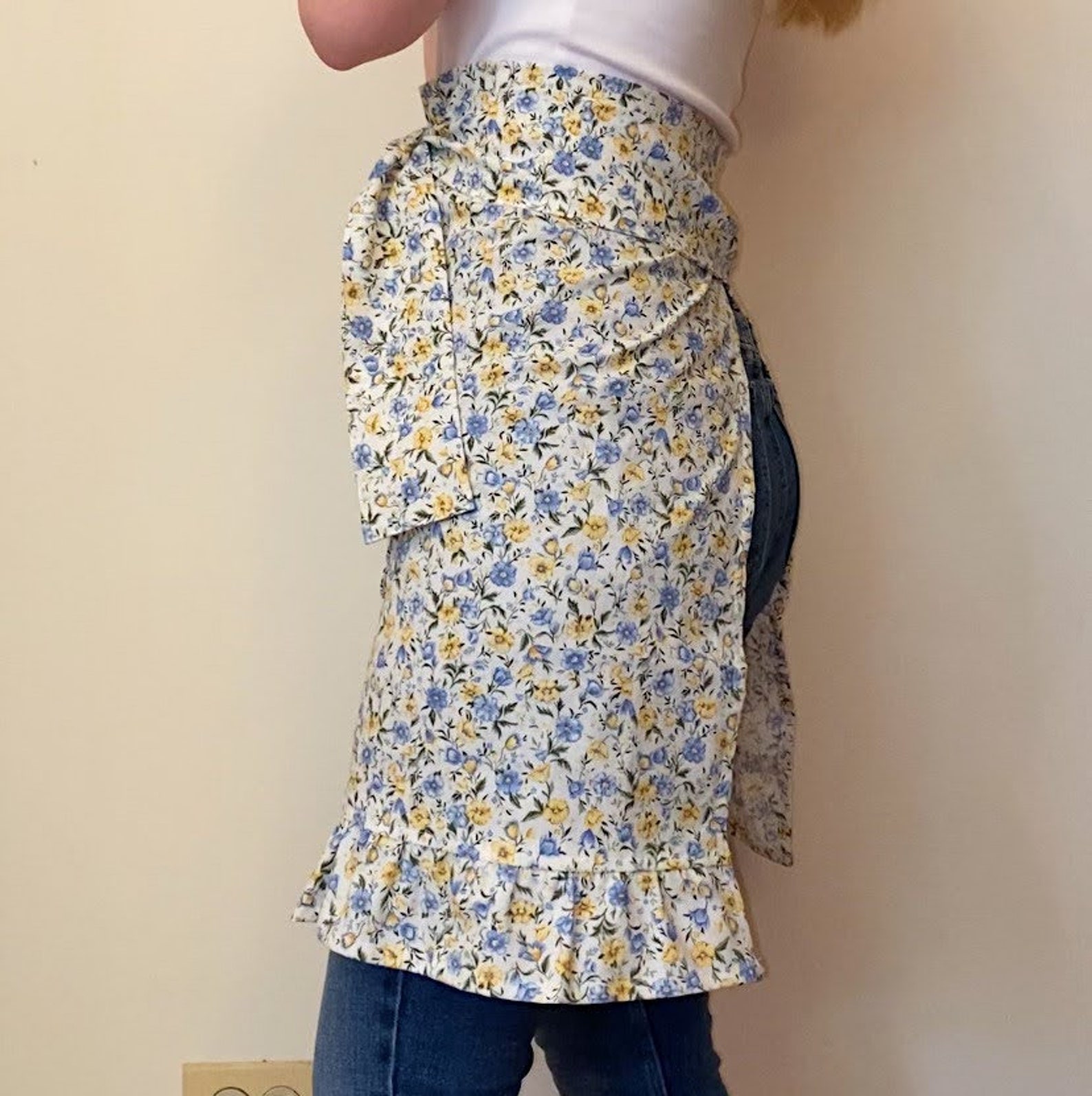 Women’s Half Apron, Ruffle Apron, Women’s Apron, Baking Apron, Waist ...
