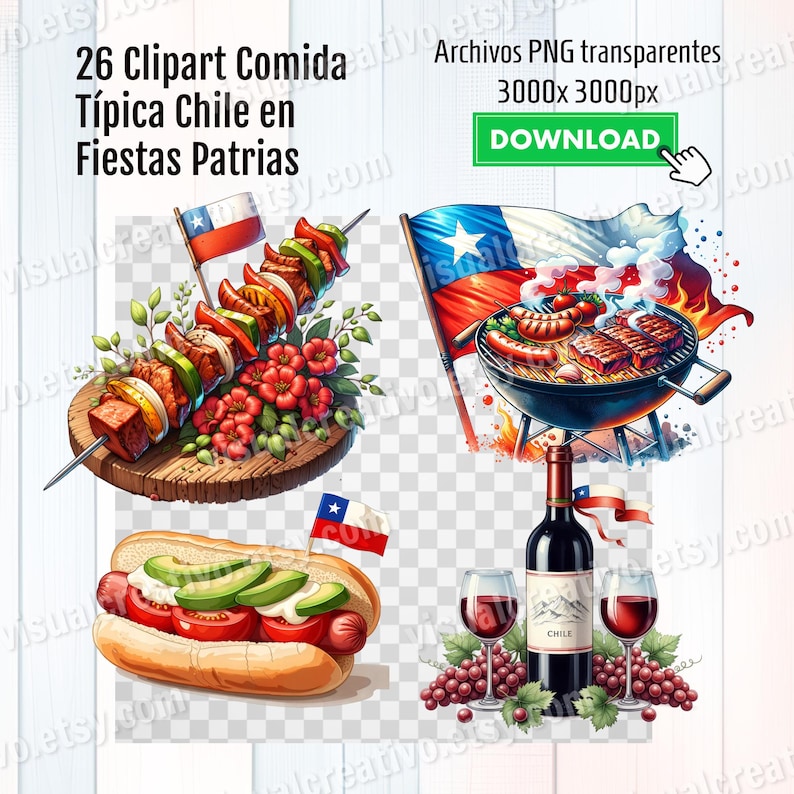 Set Clipart Comida Típica De Chile Para Fiestas Patrias – PNG ...