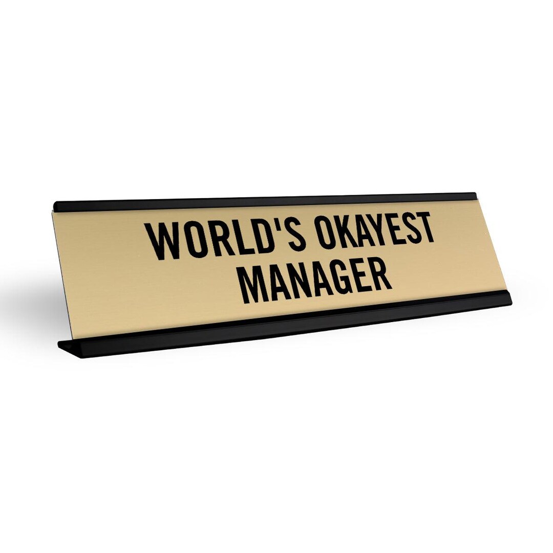 World's Okayest Manager Desk Name Plate - Etsy