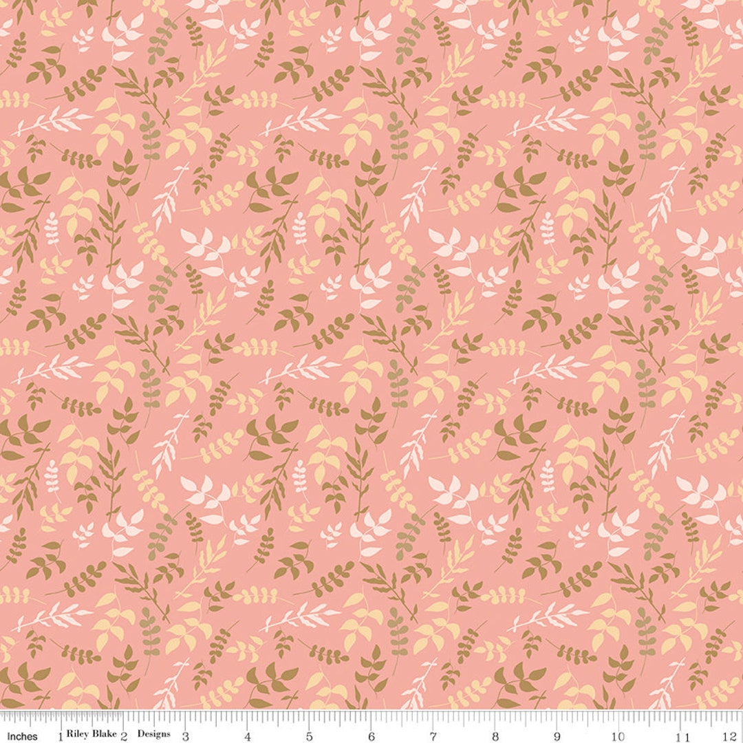Wild and Free Leaves Coral by Grace Larson for Riley Blake Designs ...