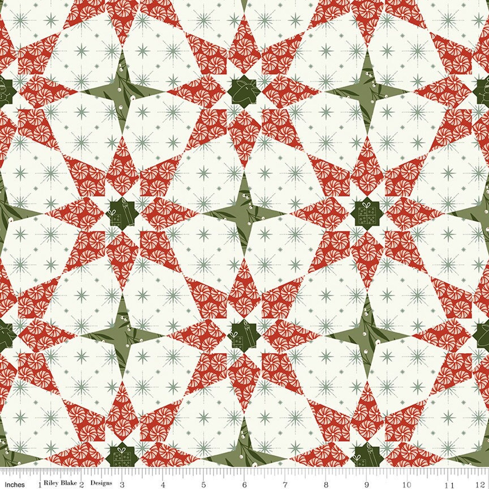 Christmas is in Town Cheater Print Cream by Sandy Grervais for Riley ...