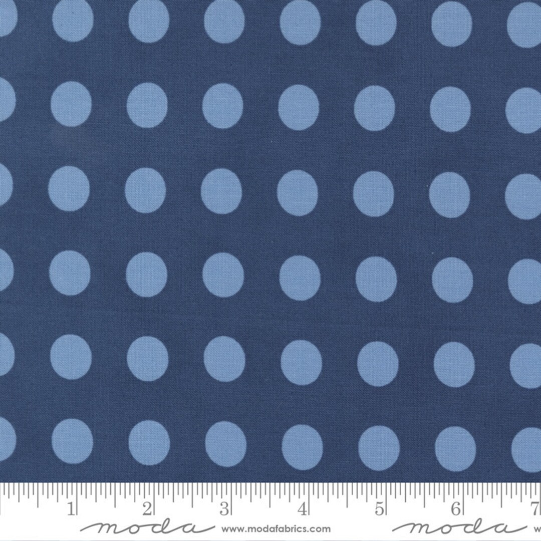 Sunrise Side Polka Dots Navy by Minick & Simpson for Moda Fabrics ...
