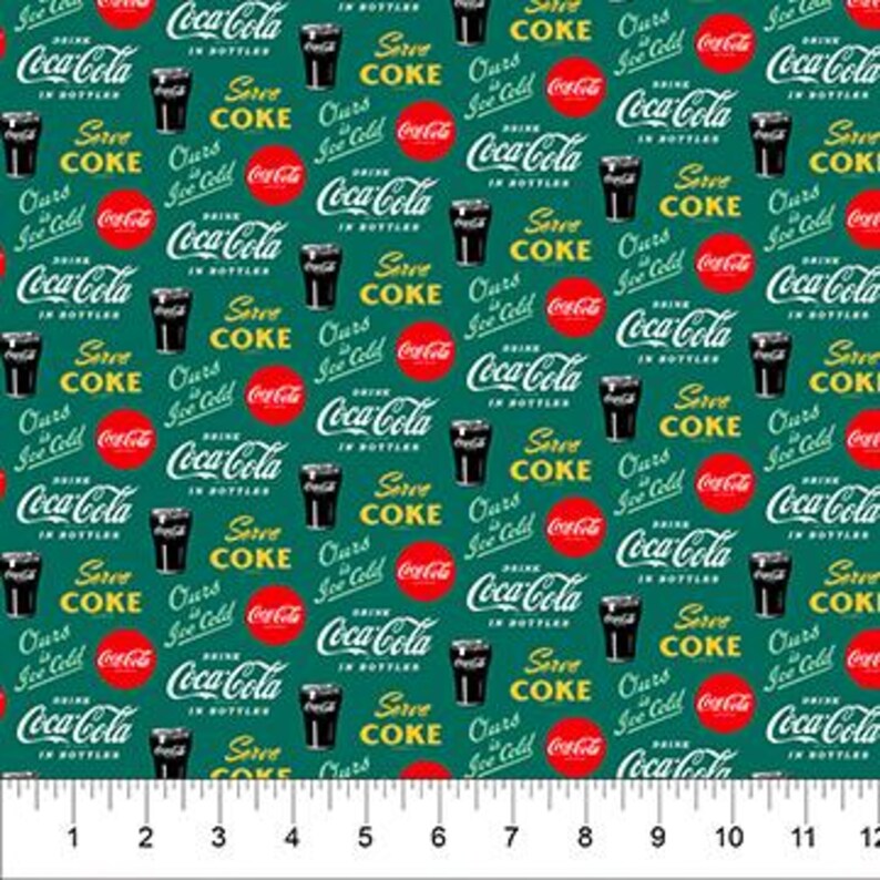 Coca-cola ® Logos Dark Green (CC1006-68) by Northcott Fabrics - CC1006 ...