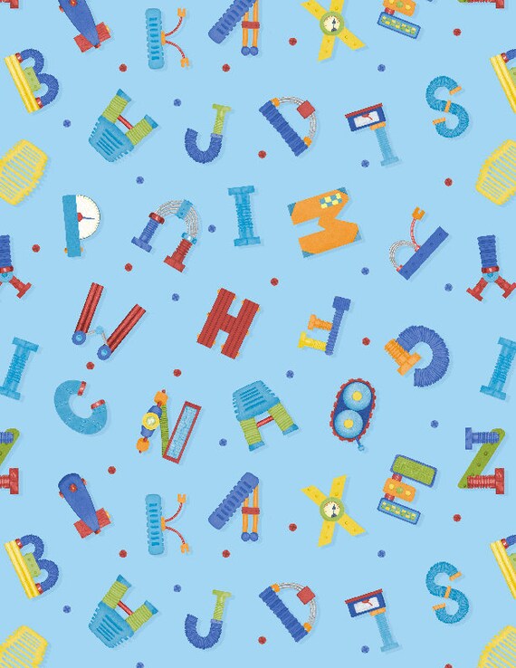 Alpha-bots Alphabet Toss Sky Blue by Danielle Leone for | Etsy