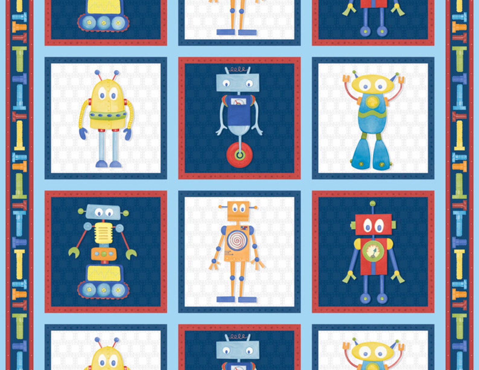 Alpha-bots Robots Panel (25 Inches, 6 Robots) by Danielle Leone for ...