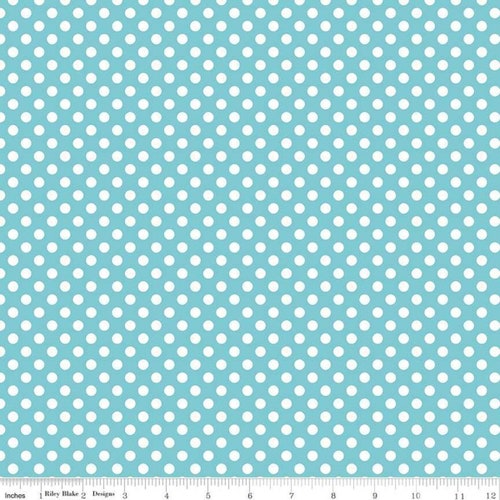 AQUA Small Dots by Riley Blake White on Aqua Polka Dots - Etsy