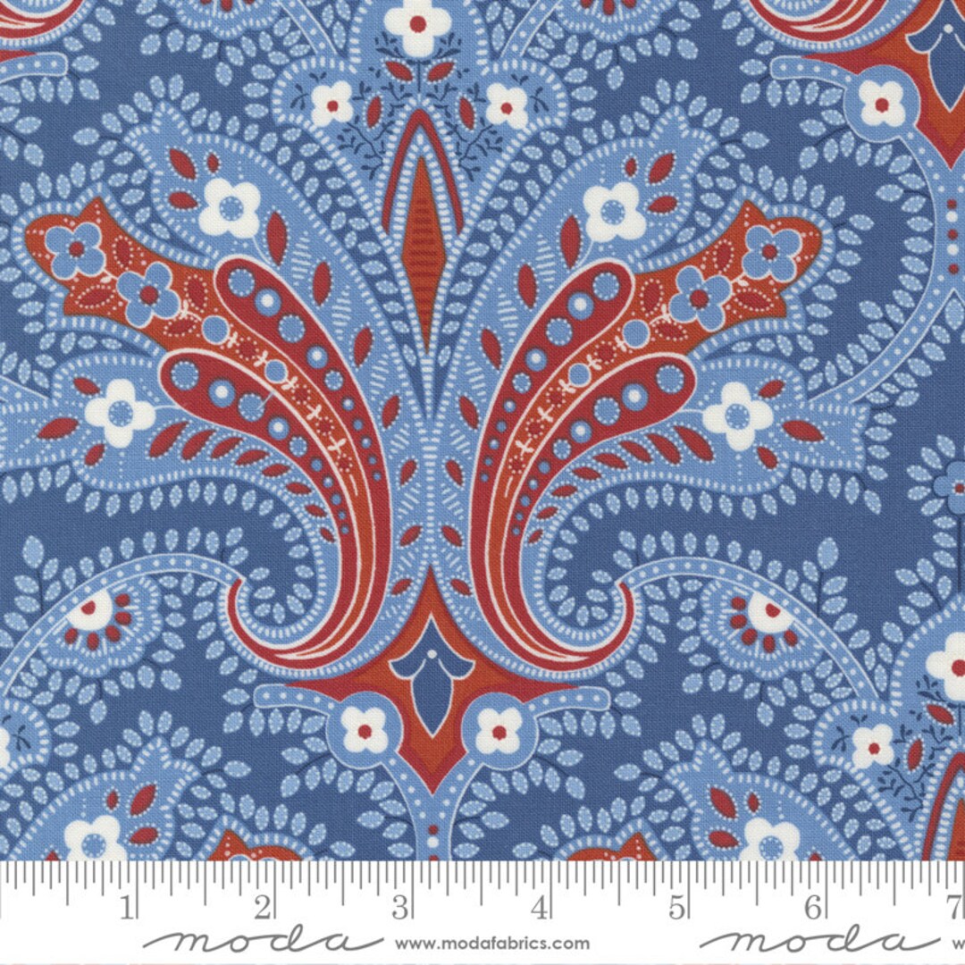 Sunrise Side Indienne Paisley Blue by Minick & Simpson for Moda Fabrics ...