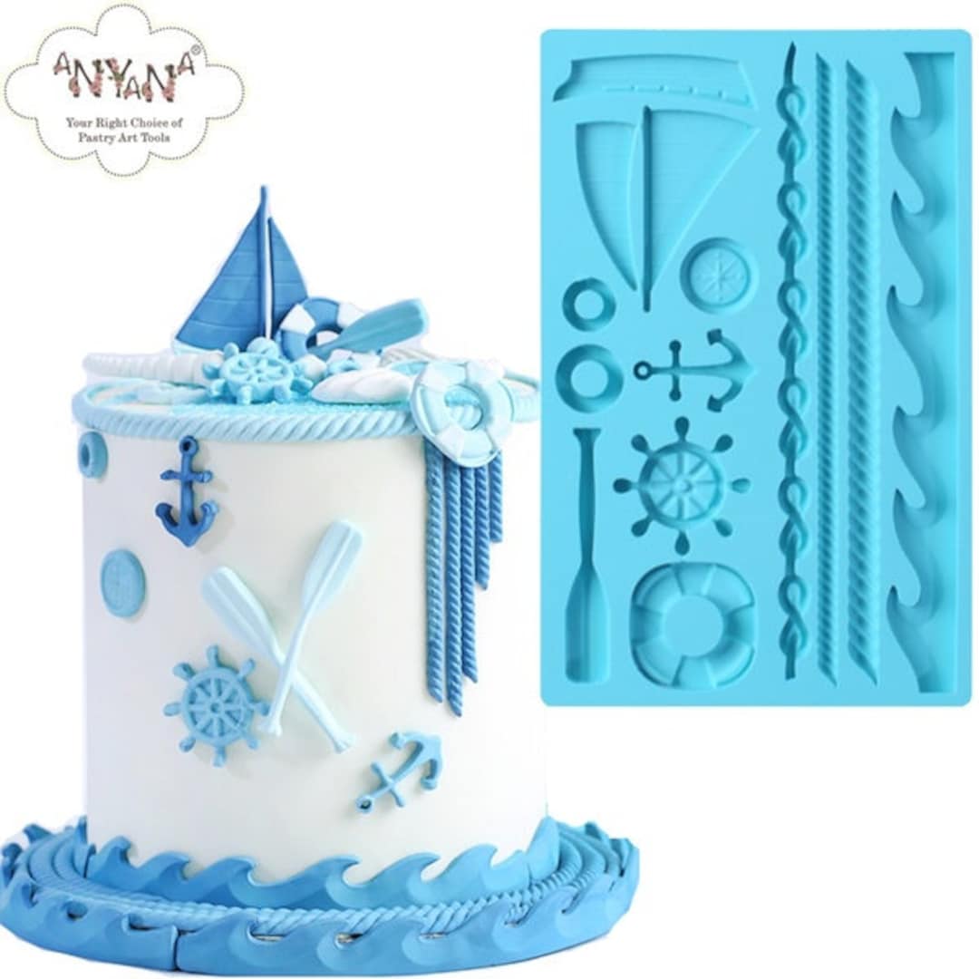 Anyana Ocean Theme Oars Helmsman Sea Wave Sailboat Silicone Mold ...