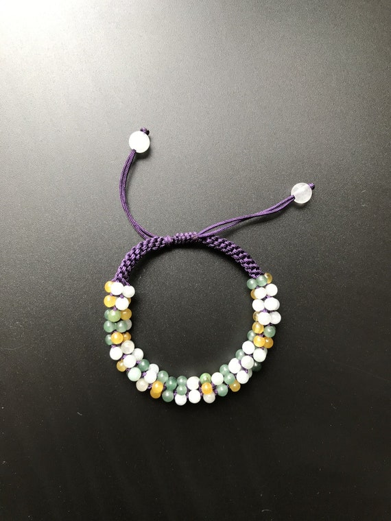 Small Round Beads Beaded Chinese Knot Hand-woven Bracelet Jade | Etsy