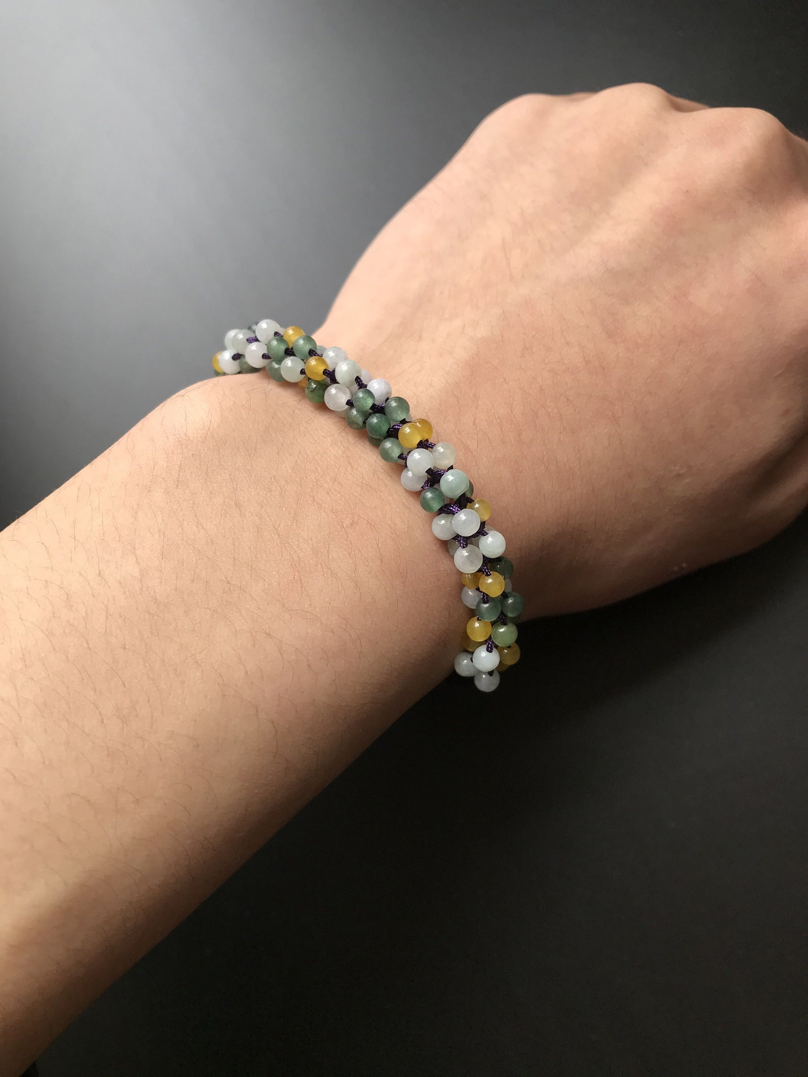 Small Round Beads Beaded Chinese Knot Hand-woven Bracelet Jade - Etsy