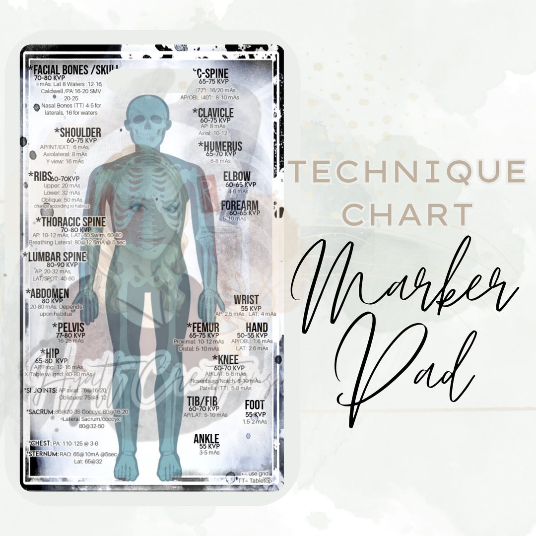Technique Chart Marker Pad, Rad Pad, Badge Buddy, Radiology Techniques ...