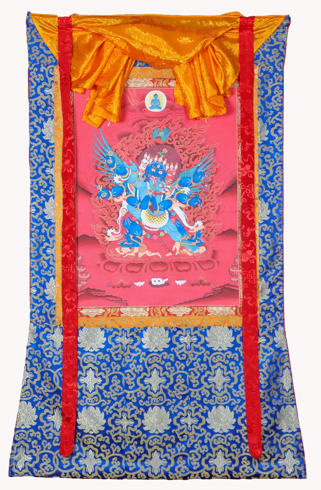 Vajrakilaya Brocade Thangka Art Handpainted Tibetan Thangka of Wrathful ...