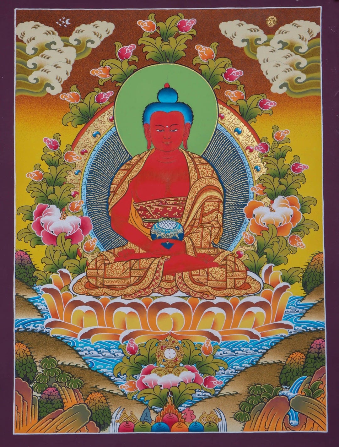 Amitabha Buddha Thangka Painting - Tibetan Arts | High Quality Fine ...