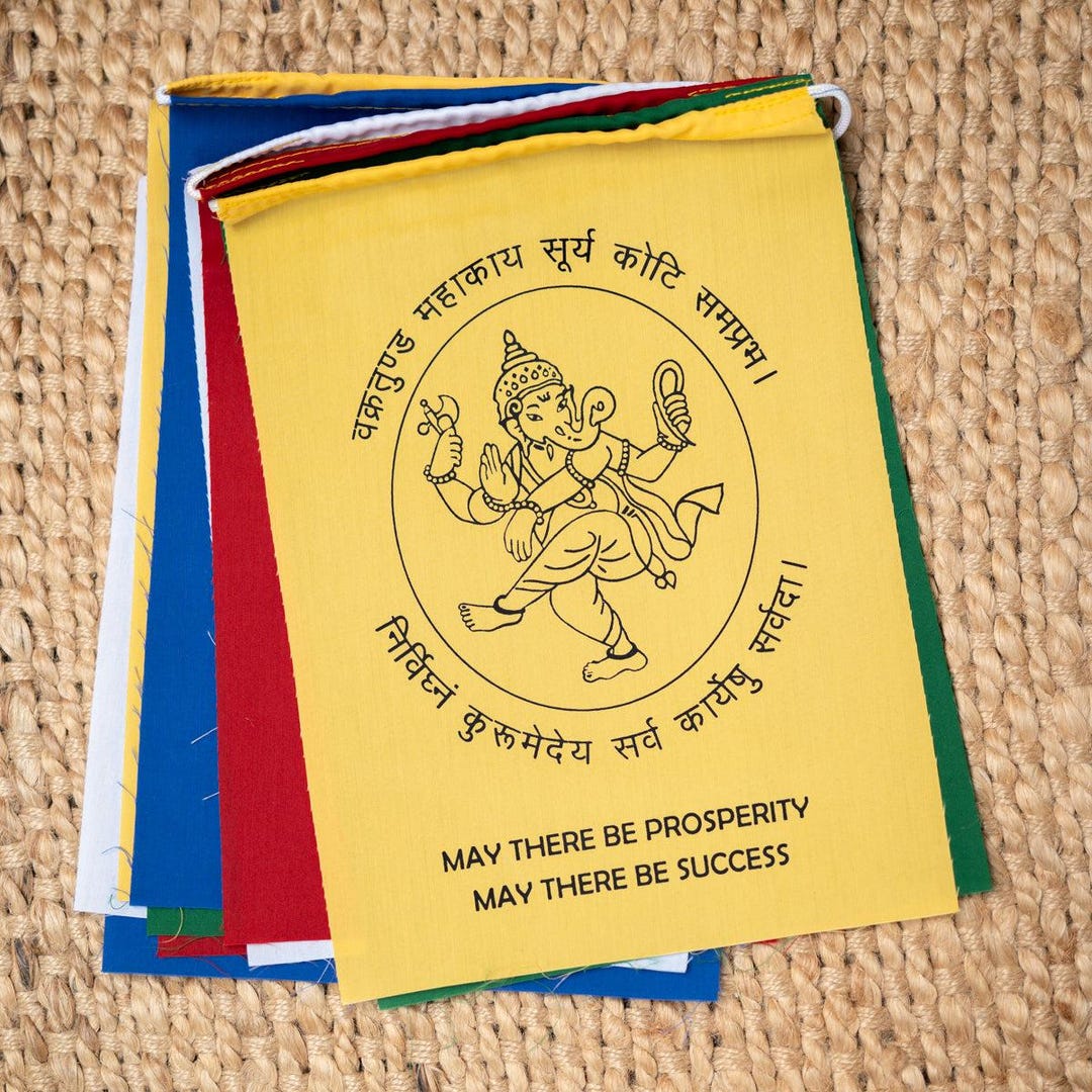 Ganesh Prayer Flag | Prayer Flag With Wishful Quotes for Prosperity | 5 ...