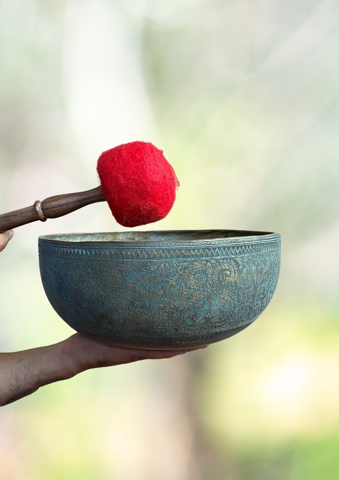 Antique Mithala Carved Singing Bowl Jambati Singing Bowl for Yoga and ...