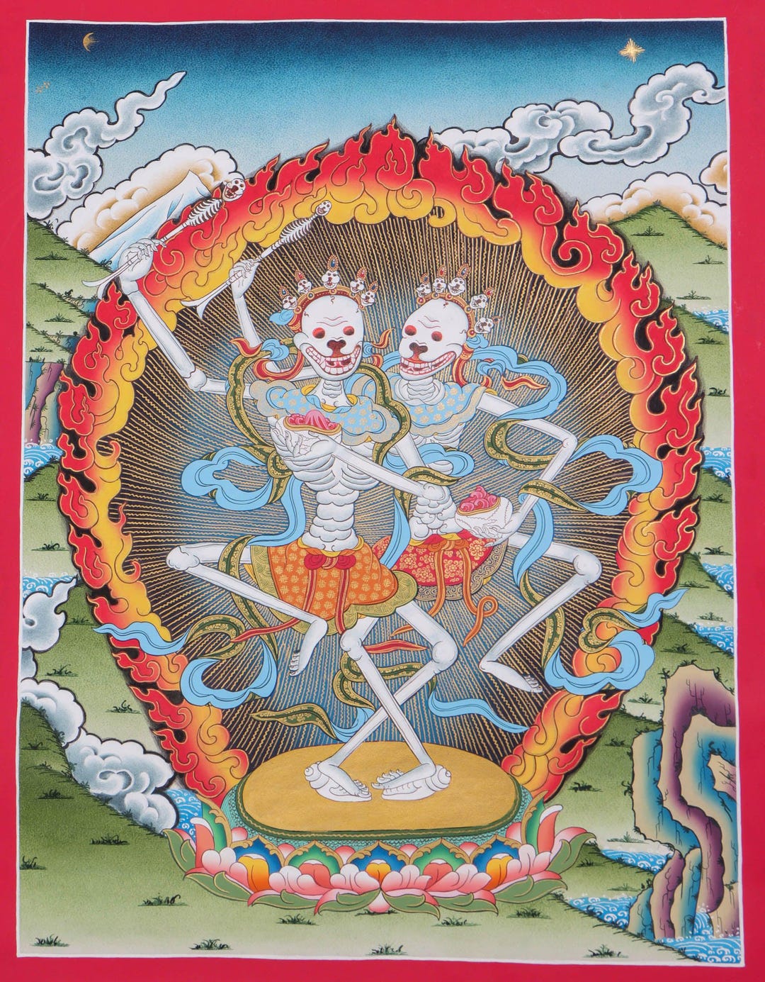 SALE Skeleton Dance Thangka Painting | Citipati Tibetan Thangka Art ...
