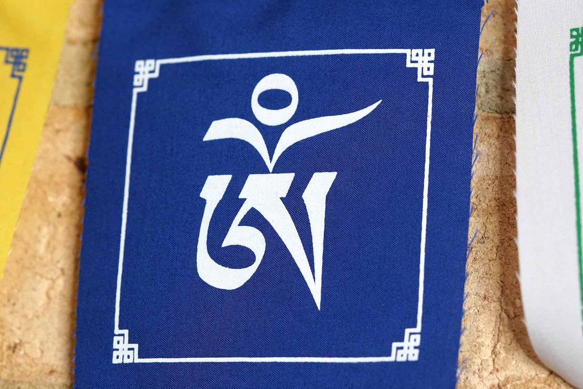 Tibetan prayer flags Om Mani Padme Hum prayer flag Mini | Etsy