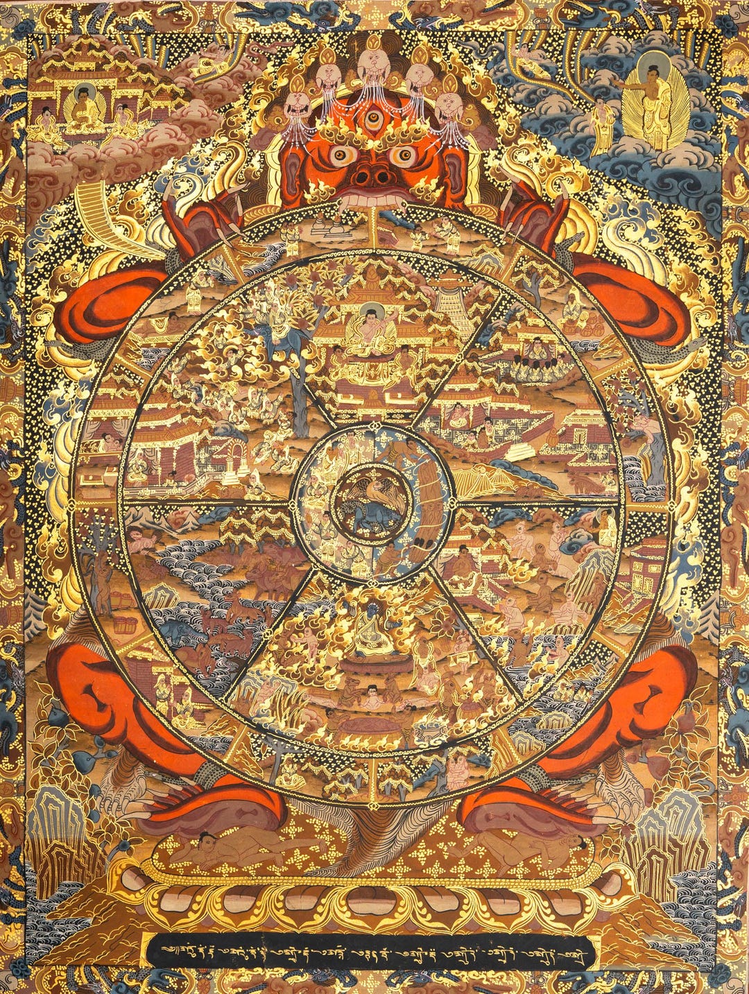 Wheel of Life - Antique Thangka | Handpainted Tibetan Bhavachakra Art ...