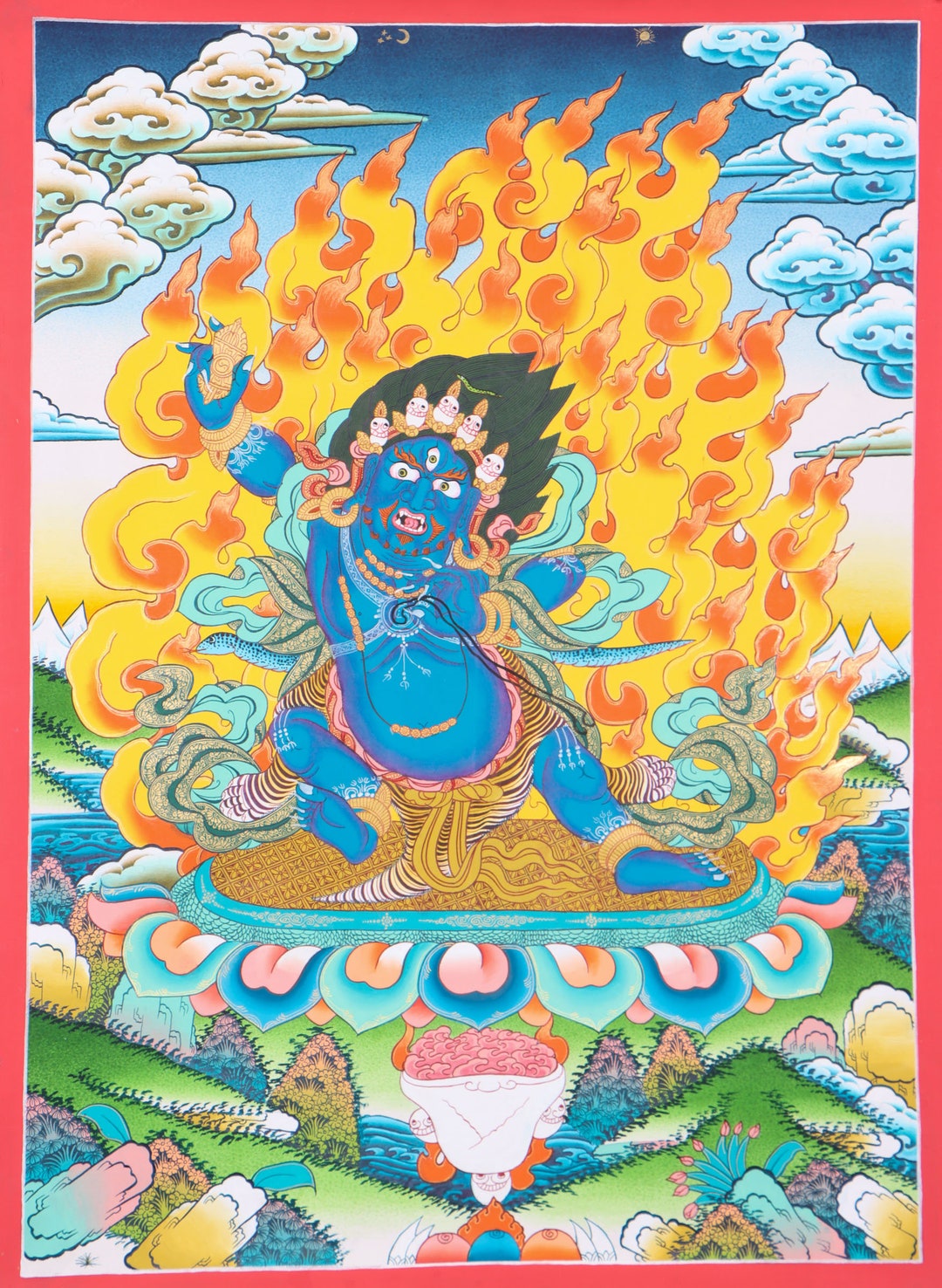 Vajrapani Buddhist Tibetan Thangka Painting - Wrathful Deity Thangka ...