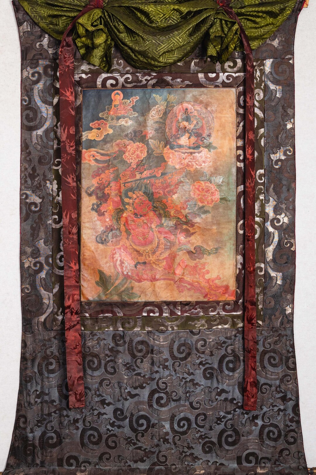 Antique Thangka Painting of Vajrapani , Vajradhara and Shakyamuni ...