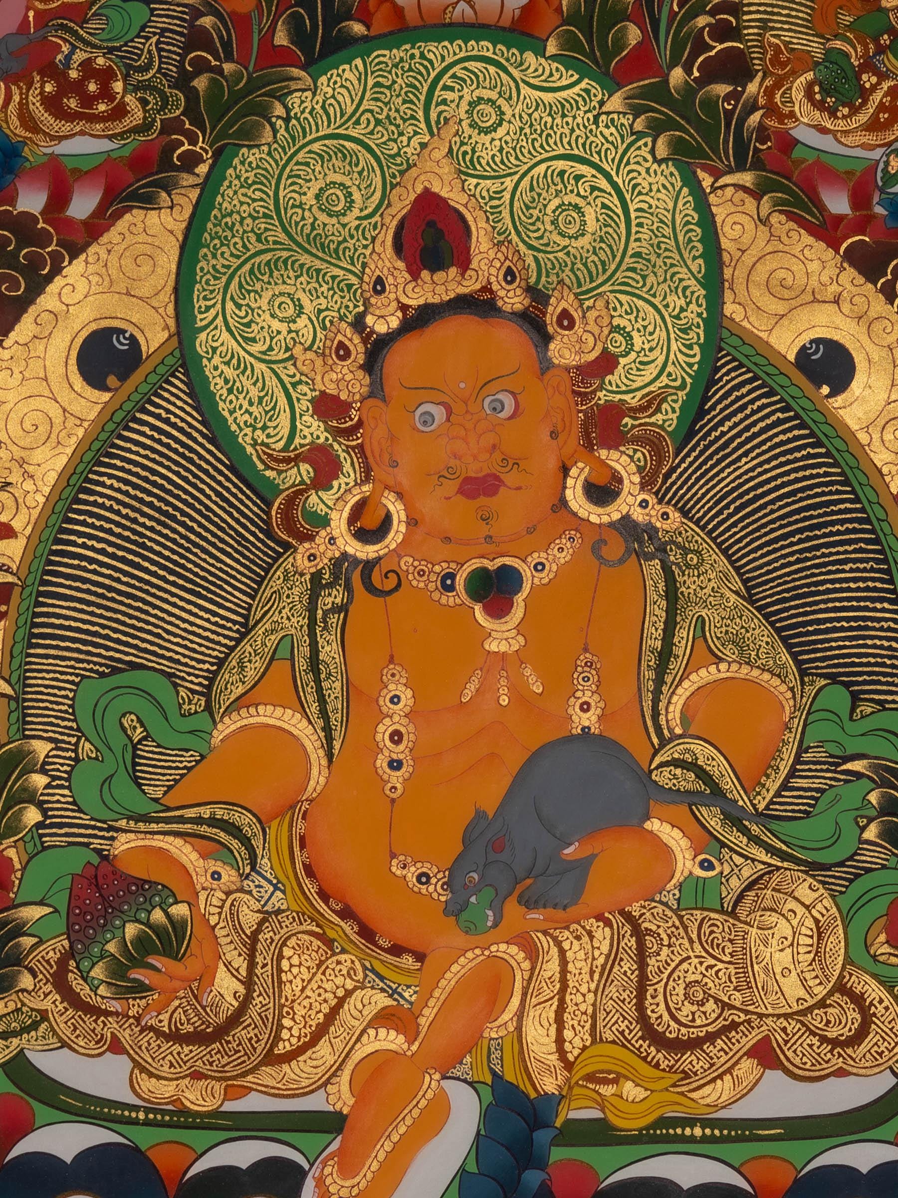 Handpainted Zambala Thangka | Tibetan Buddhist Wealth Deity Art ...