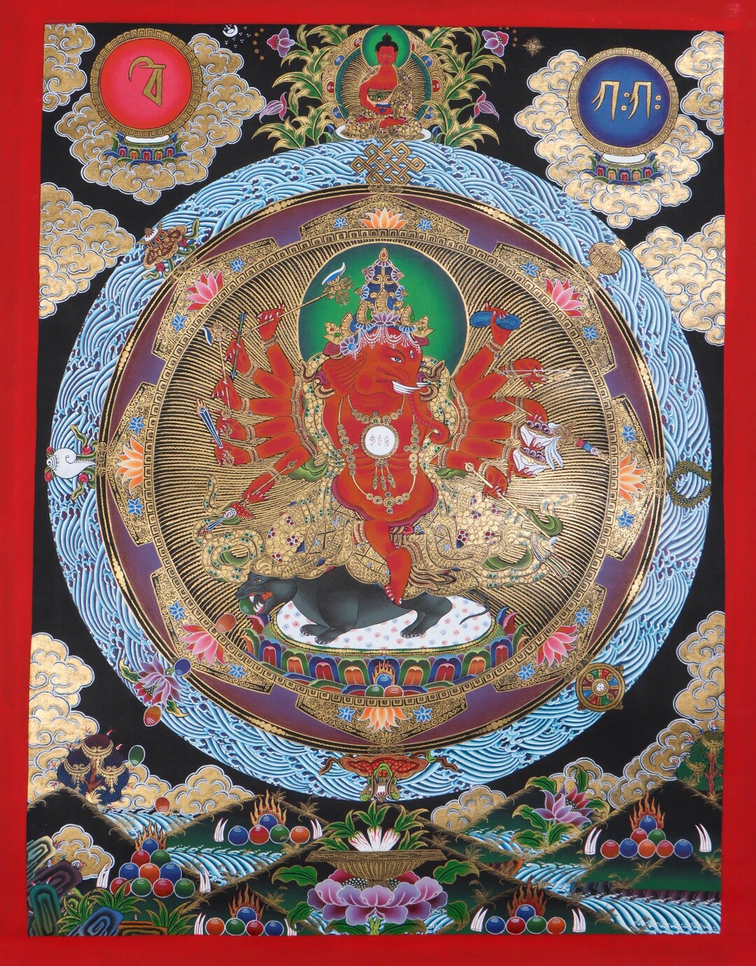 Shri Ganesh Thangka Painting - Hindu God Ganesha With 12 Hands | Best ...