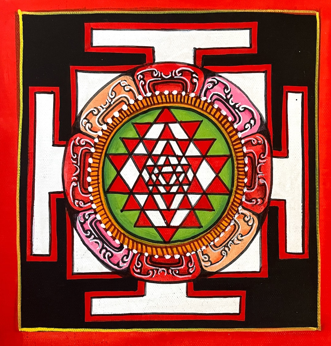Shri Yantra Mandala Painting | Chakra Mandala Canvas Art for Wealth and ...