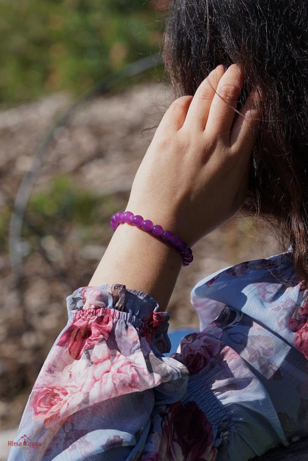 Amethyst-Armband mit dehnbarem Gummiband Natürliche Amethyst ...