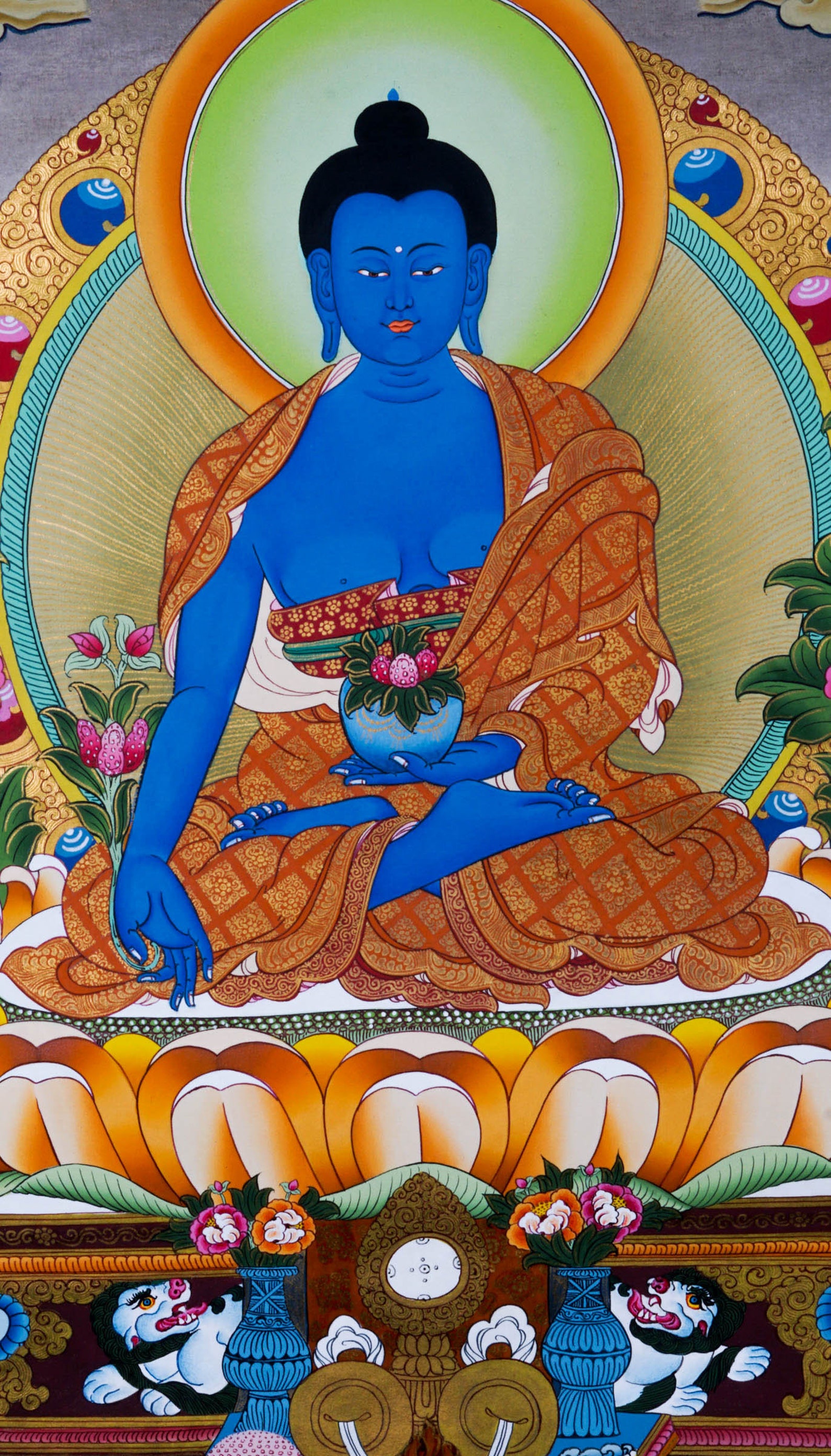Medicine Buddha Thangka Painting Blue Healing Buddha - Etsy