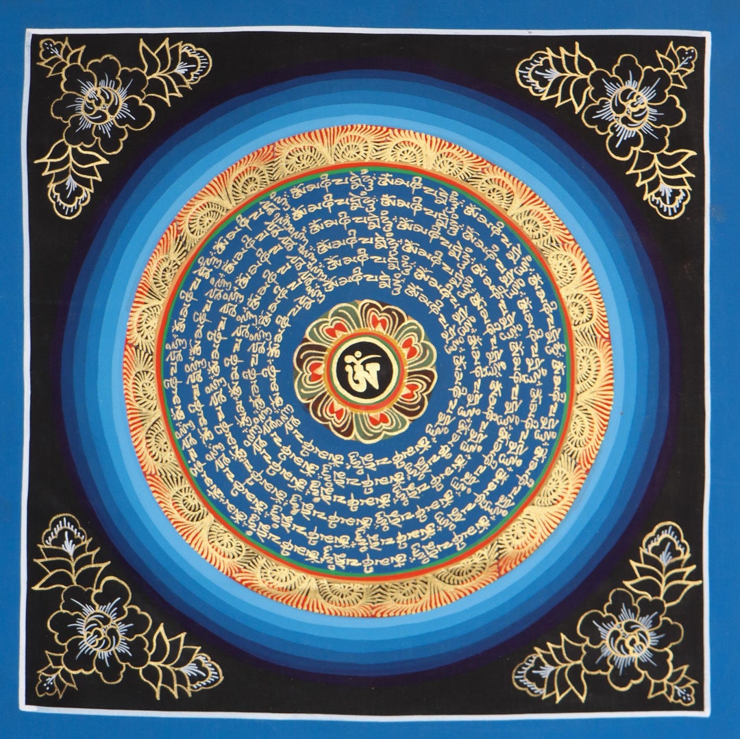 Om Mantra Mandala Thangka Painting | Meditational Tool | Spiritual Arts ...