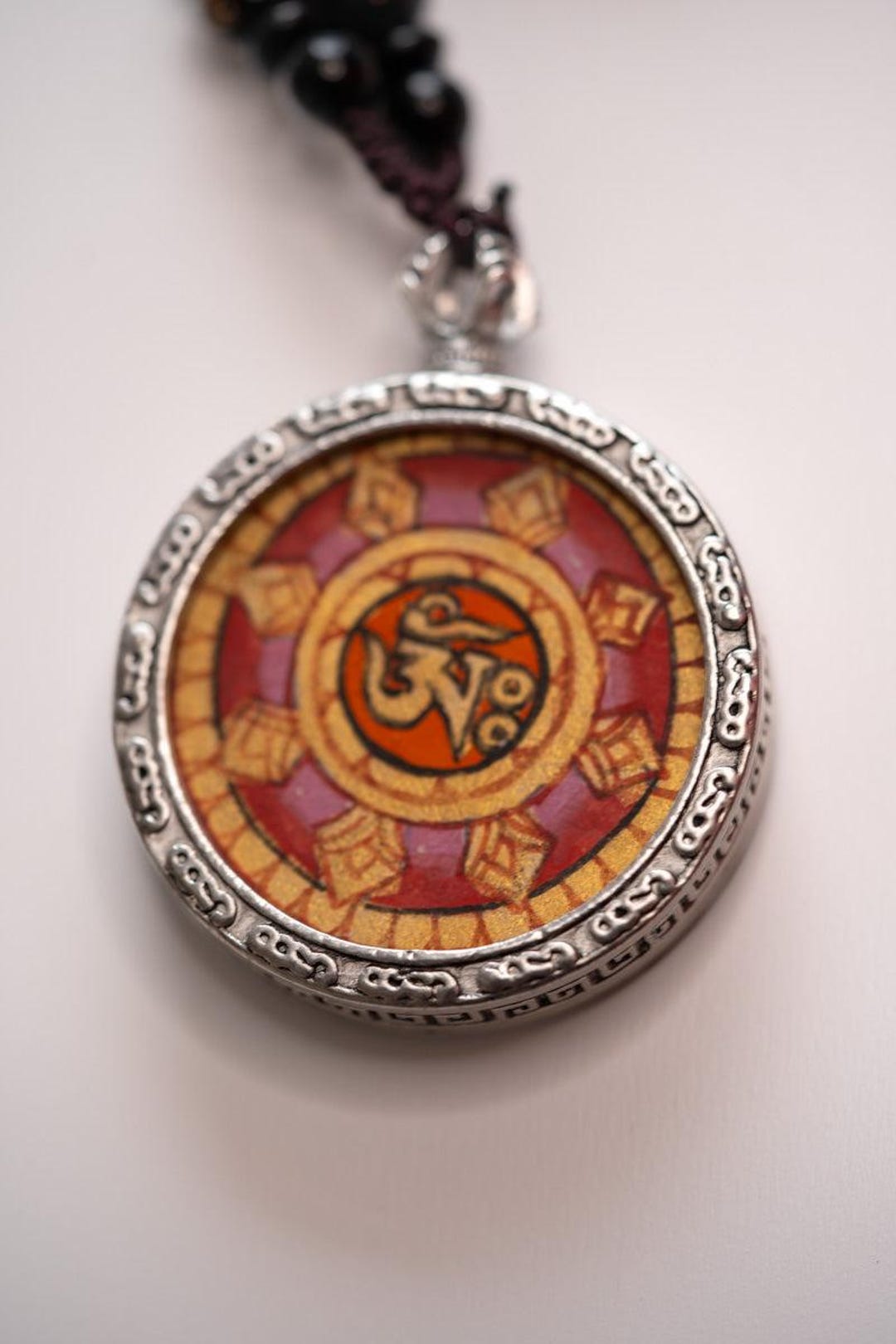 Tibetan Om Ghau Thangka Locket Handcrafted Sacred Pendant, Spiritual ...