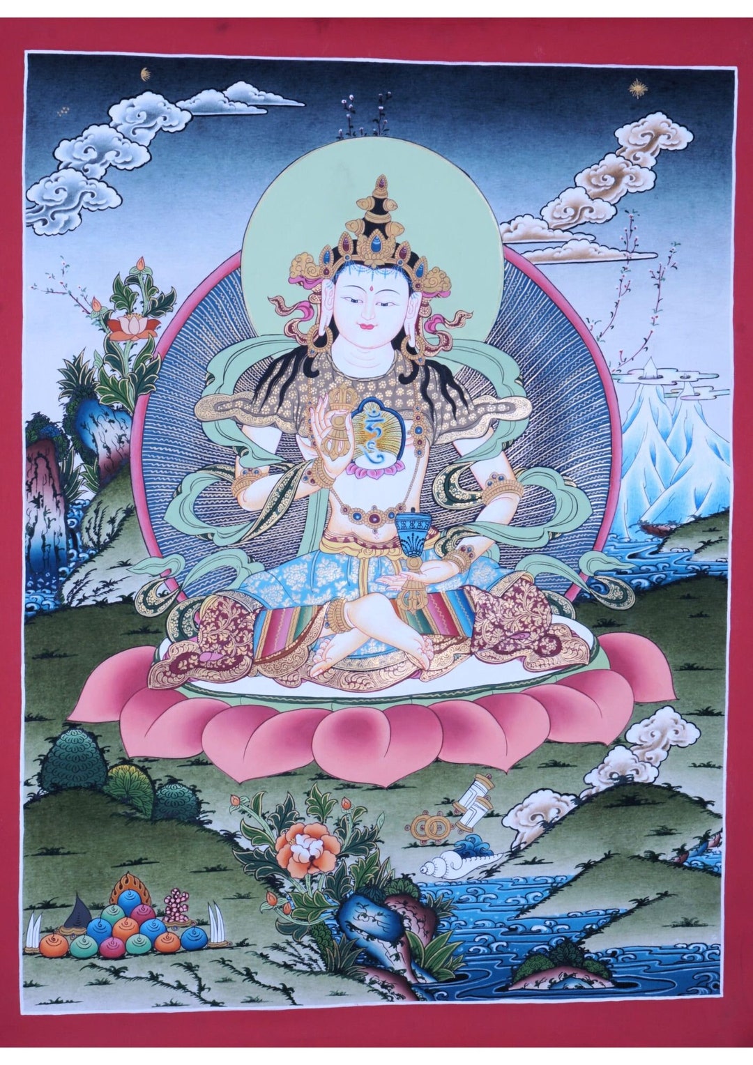 Vajrasattva- Purification & Cleansing Buddhism Thangka Painting | Hand ...