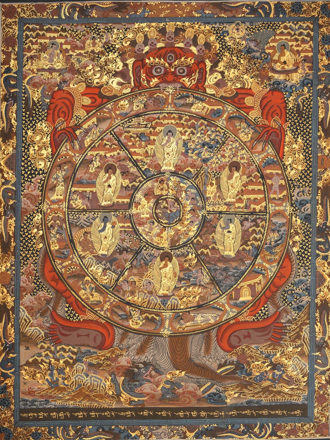 Wheel of Life (bhavachakra) Thangka | Handpainted Tibetan Buddhist Art ...