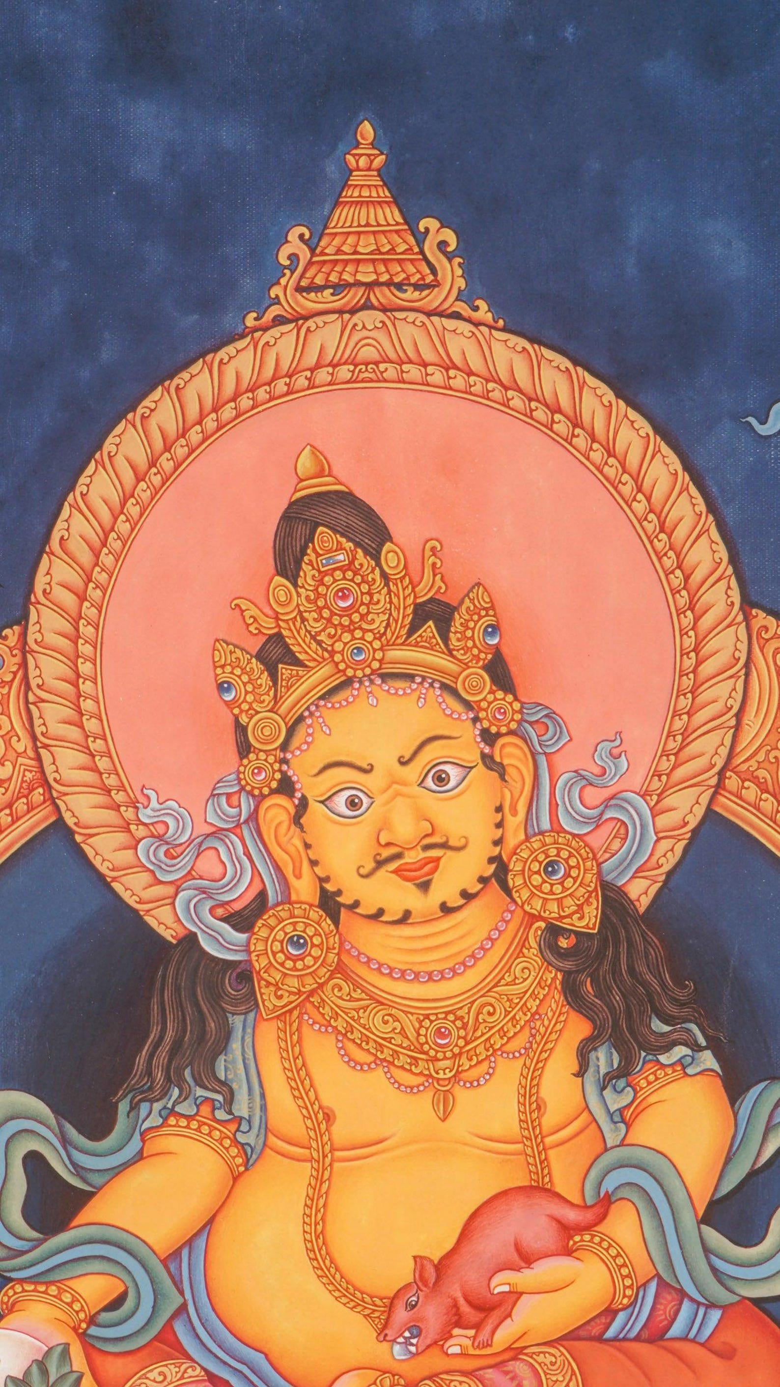Newari Style Zambala Paubha Painting | Handpainted Art of Prosperity ...