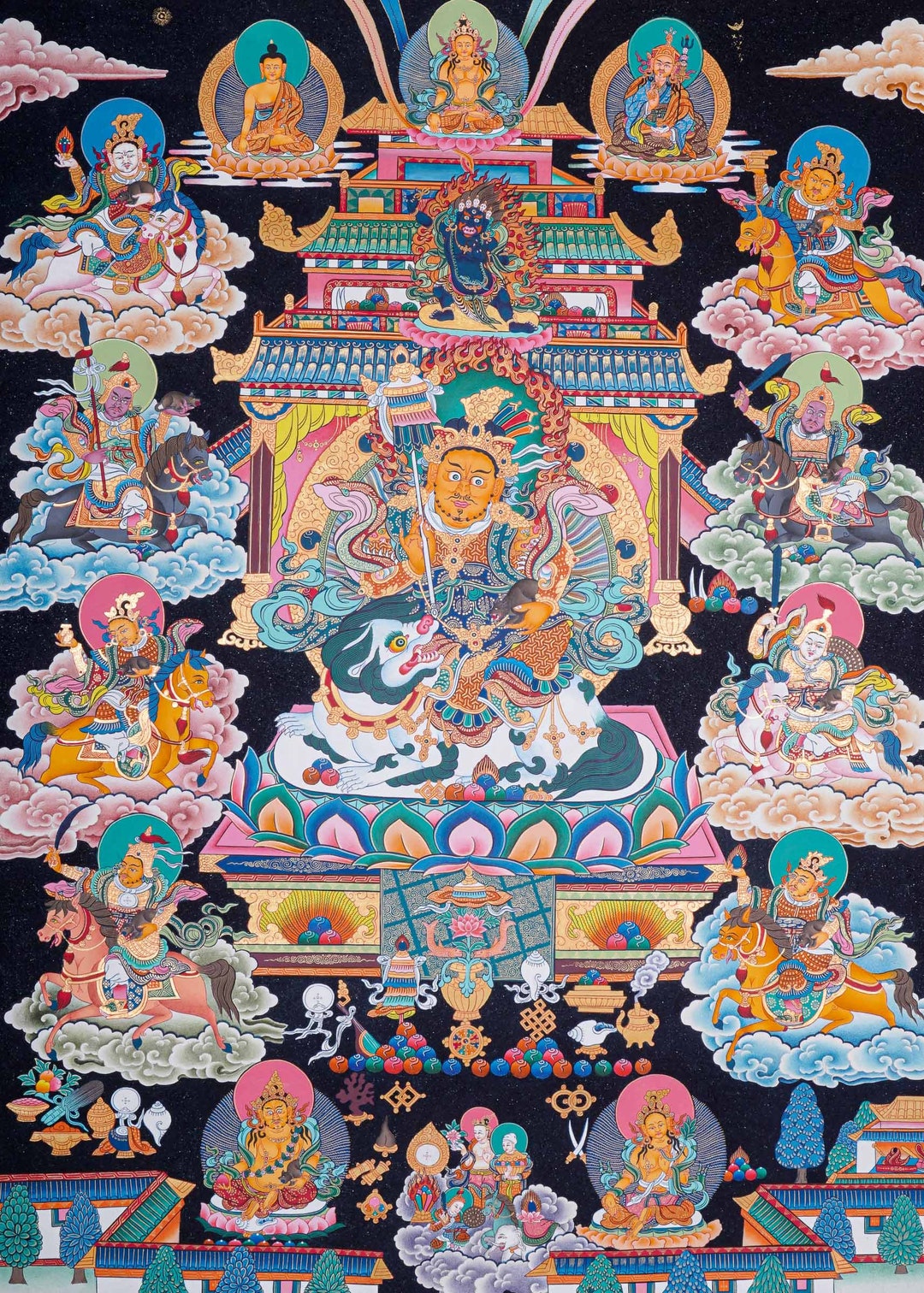 Zambala (temple) Thangka | Hand-painted Tibetan Buddhist Art | Sacred ...