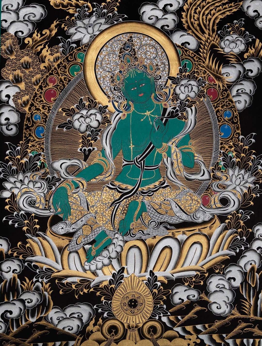 Green Tara Thangka Painting | Handmade Tibetan Art | Goddess of Healing ...