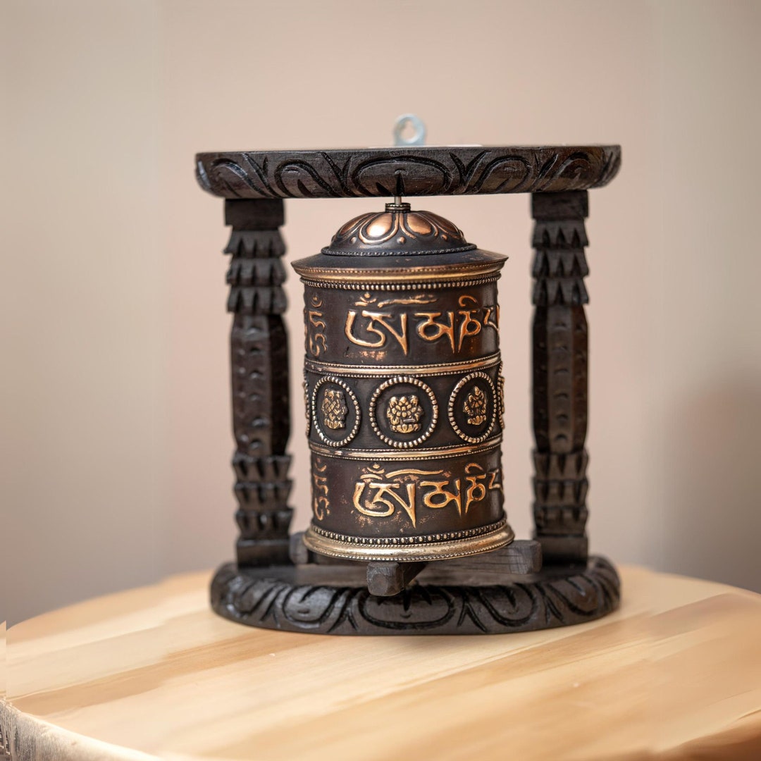 SALE Om Mani Padme Hum Mantra Prayer Wheel for Home Decor | Spinning ...