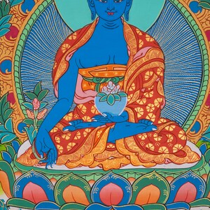 Medicine Buddha Thangka Painting Blue Healing Buddha - Etsy