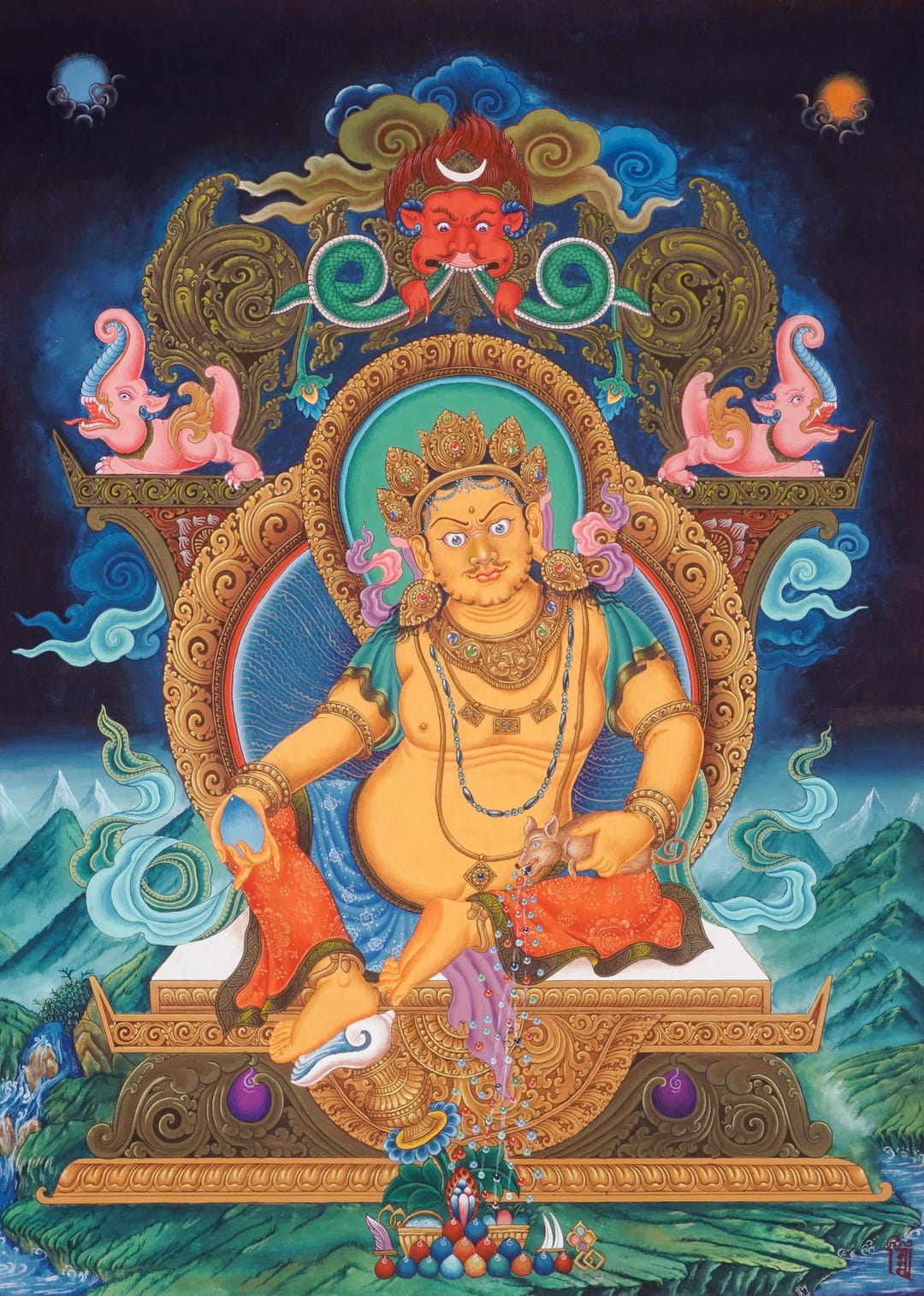 Zambala Thangka Sacred Art | Hand-painted Newari Style | Traditional ...
