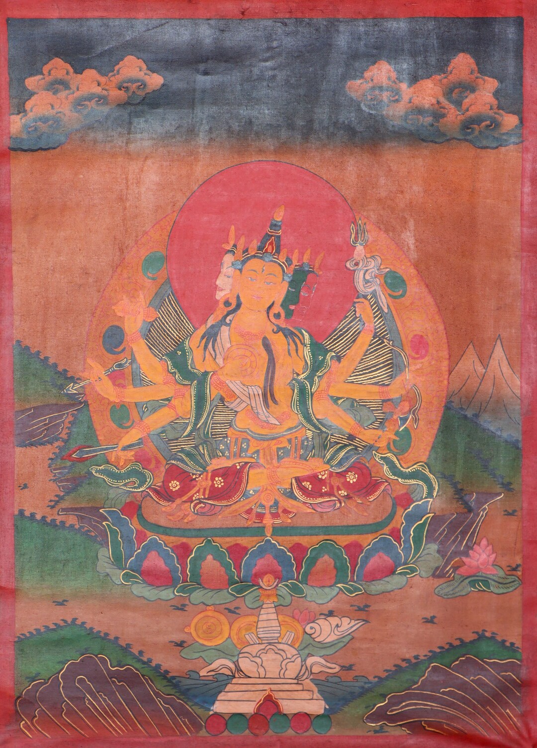 Antique Thangka Painting of Basundhara Authentic Handpainted Tibetan ...