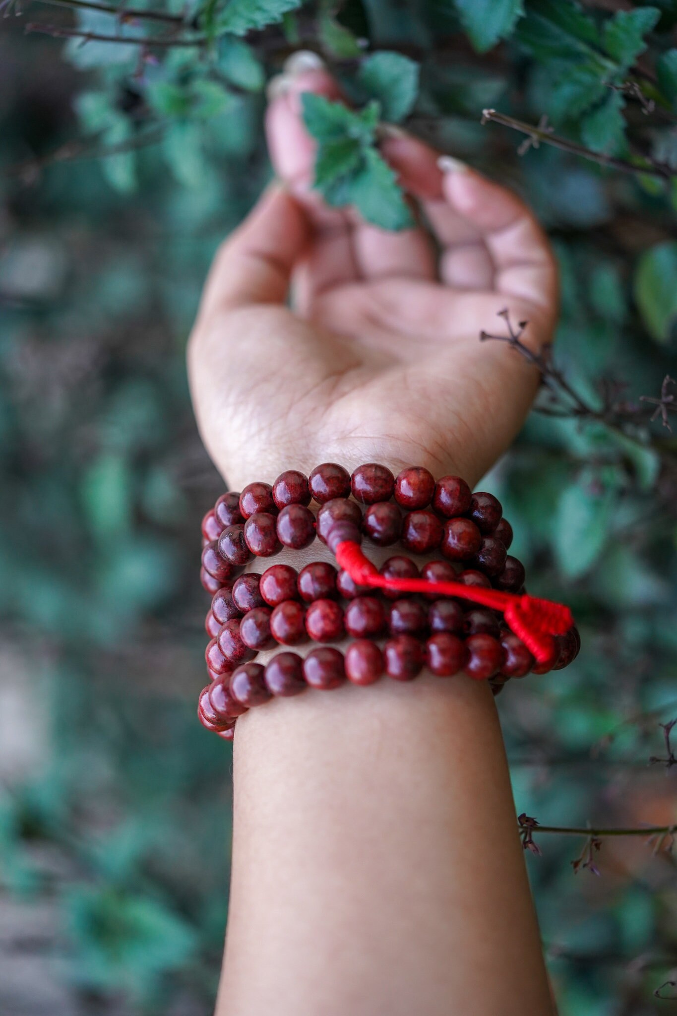 Rose Wood Round Bead Mala - Hand Wrist Mala or Neck Mala - Unisex ...