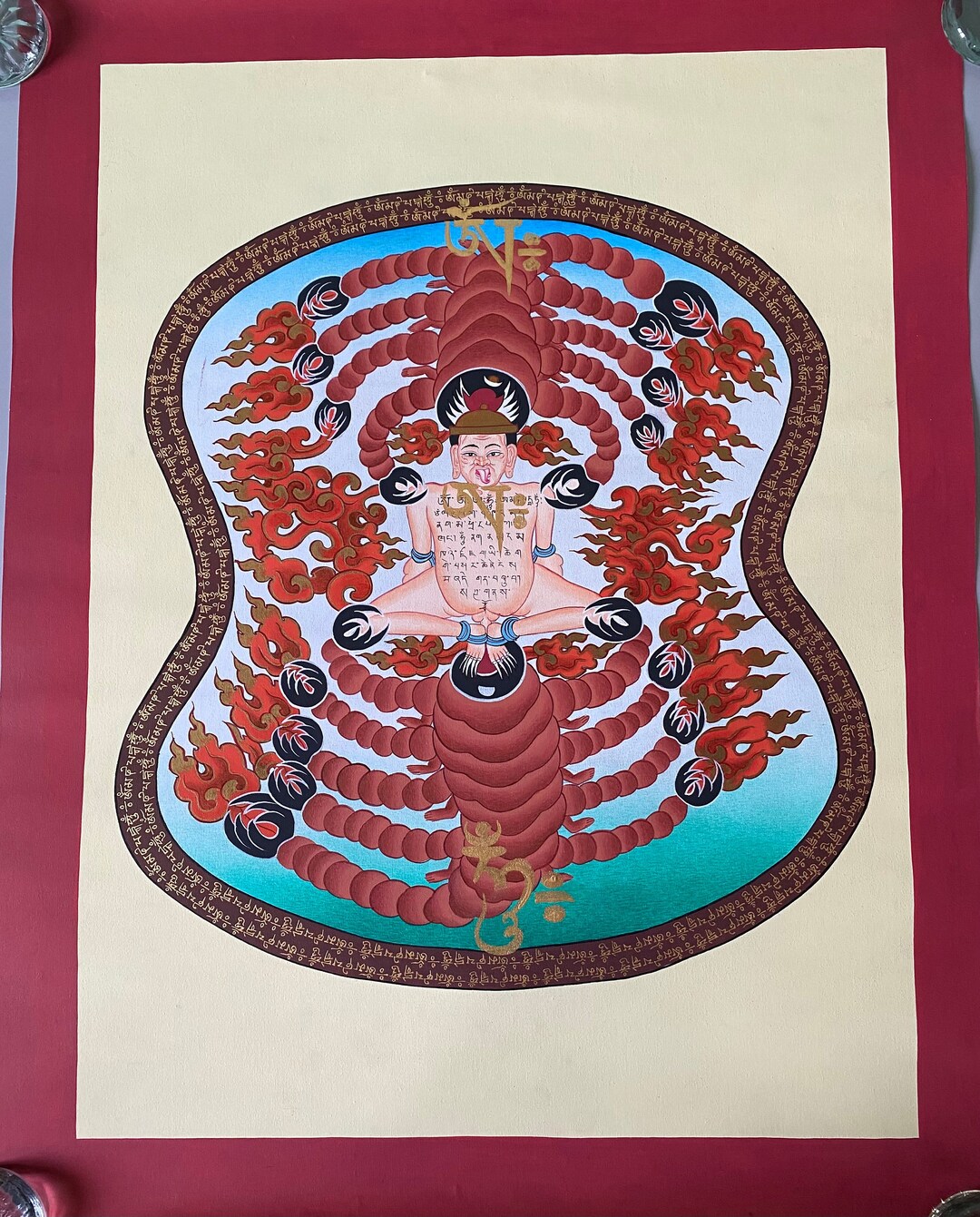 Mystical Fusion: Crab-human Thangka Painting Embellished With Sacred ...