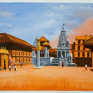Oil Painting of Bhaktapur Durbar Square Nepal Original - Etsy