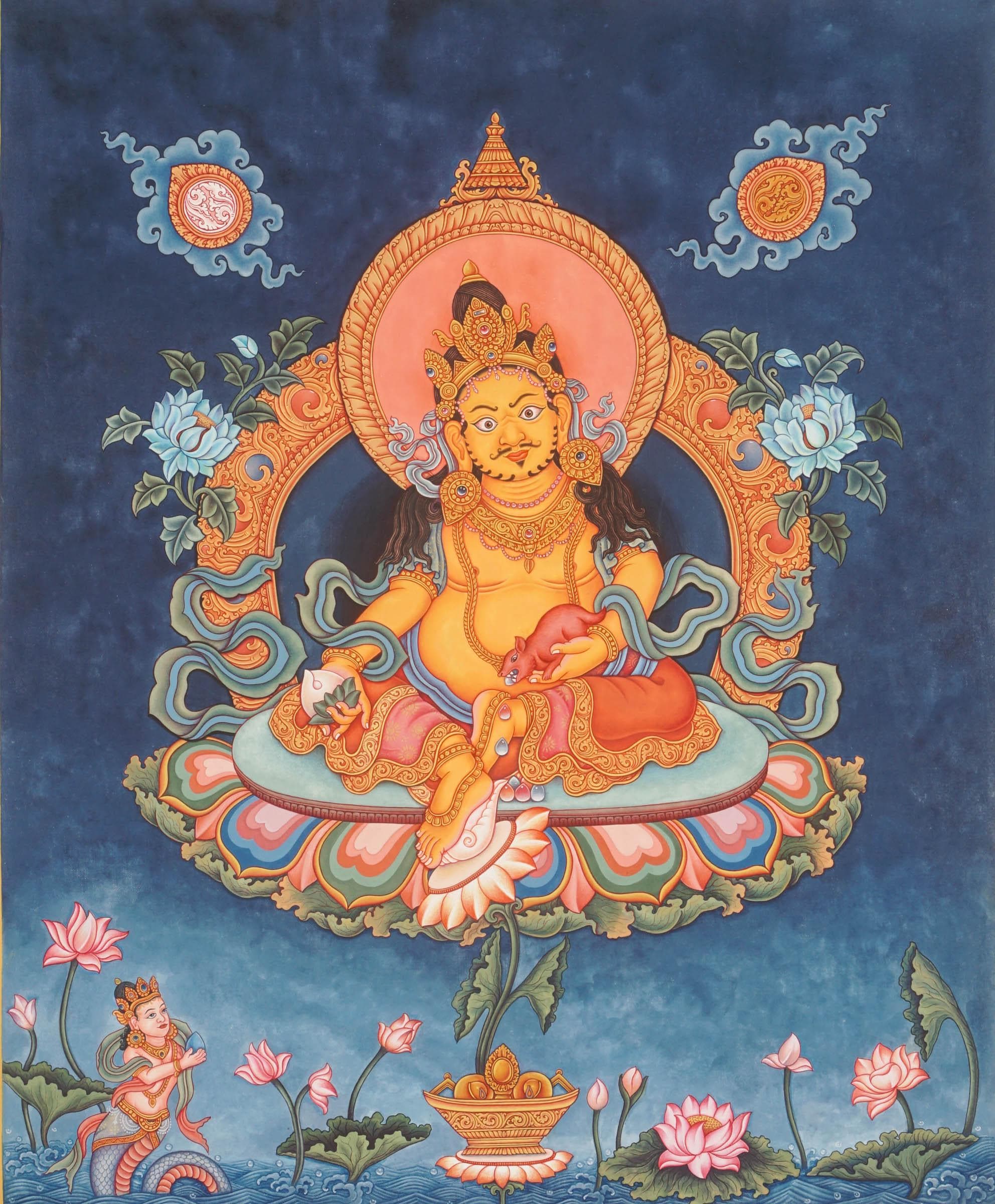 Newari Style Zambala Paubha Painting | Handpainted Art of Prosperity ...