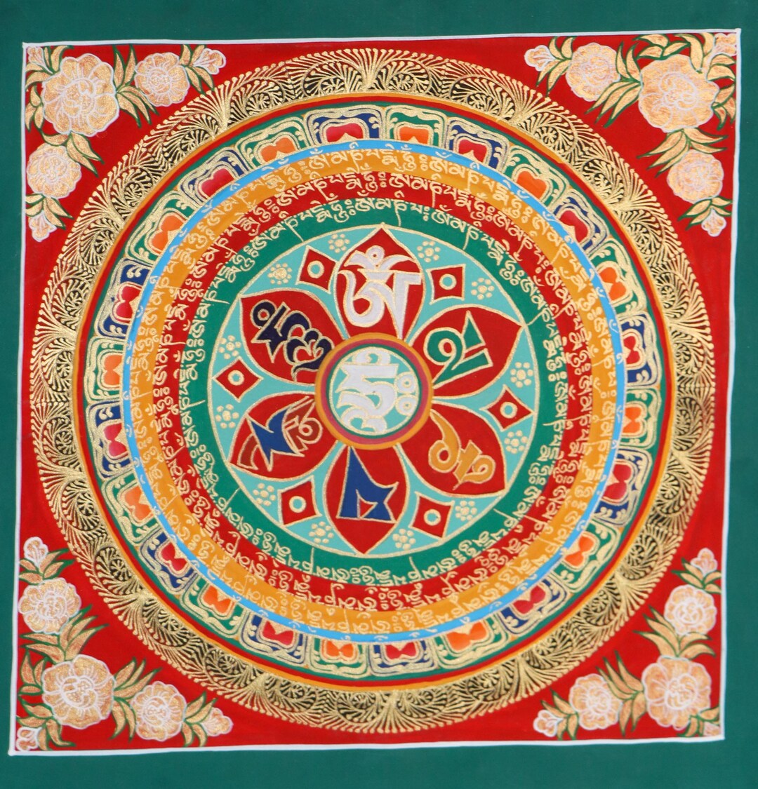 Mantra Mandala Thangka Painting | "om Mani Padma Hum" Mandala | Perfect ...