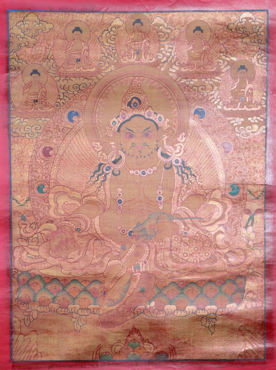 Zambala Antique Thangka Painting for Wealth and Prosperity | Hand ...